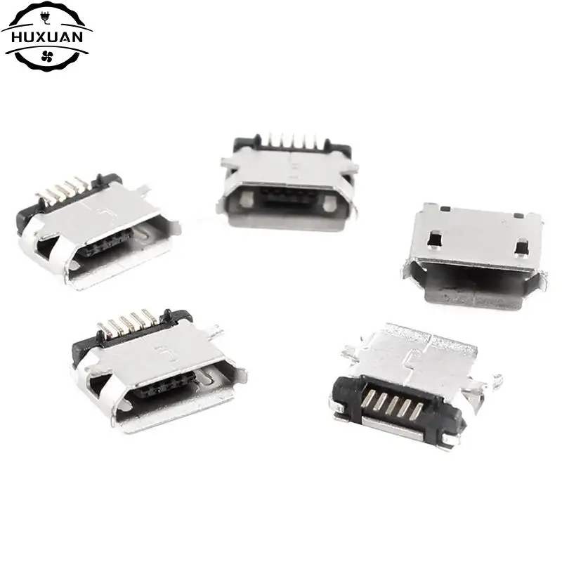20pcs-Micro-USB-Type-B-Female-Connector-Silver-Tone-Connector-Repair ...