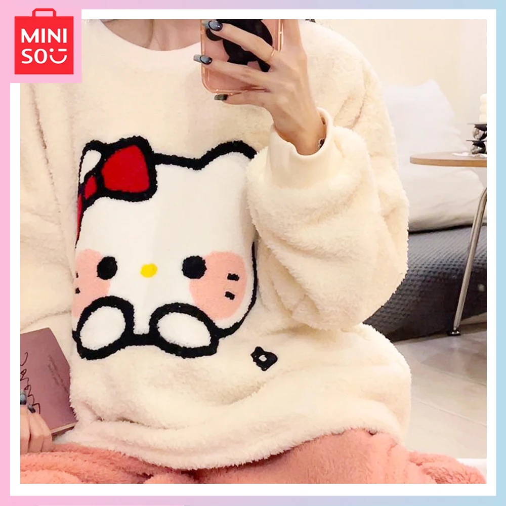 Miniso-Hello-Kittys-New-Sweet-and-Cute-Cartoon-Coral-Velvet-Pajama-Lady ...