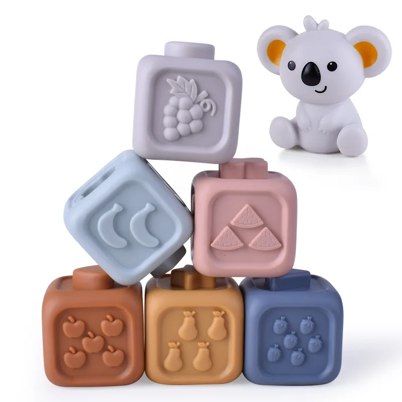Silicone-Building-Blocks-Soft-Stacking-Blocks-Baby-Grasp-Toy-3D-Touch ...