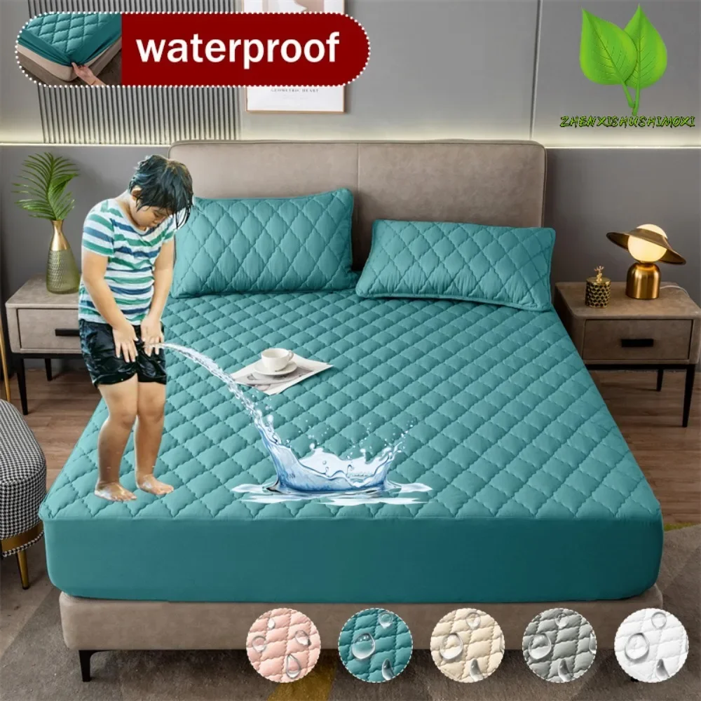 Waterproof-Fitted-Sheet-Thickened-Quilted-100-Waterproof-Mattress-Cover ...