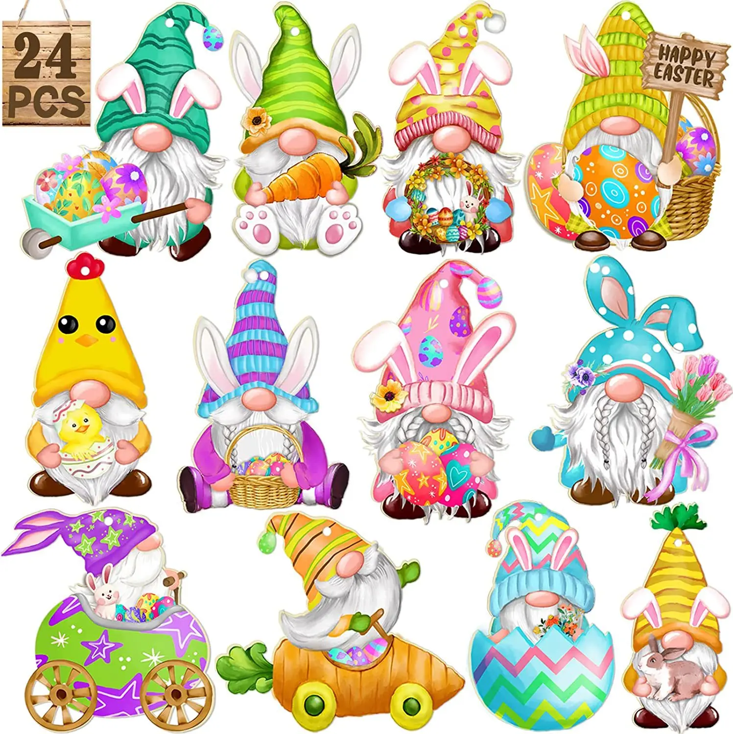 24pcs-Wooden-Easter-Party-Hanging-Pendants-Dwarf-Bunny-Easter-Rabbit ...