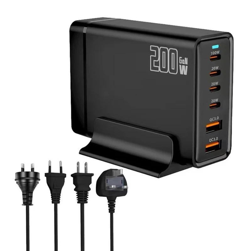 200W-6-Ports-GaN-USB-Type-C-Desktop-Charger-USB-C-PD-Fast-Charging ...