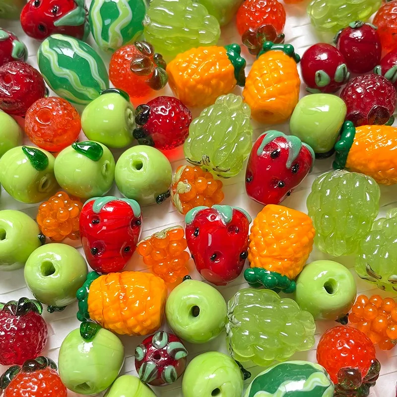 Fruits 】 Raspberry, pineapple, green grapes, watermelon, glass beads ...