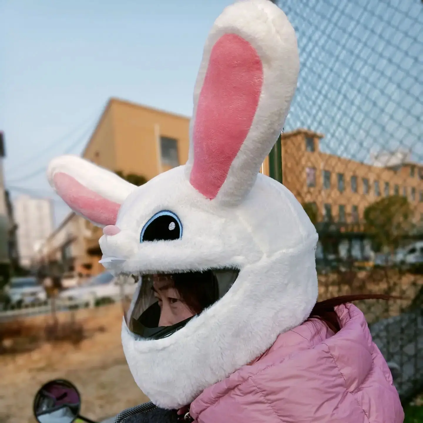 Motorcycle Helmet Protection Headgear Cover rabbit Cartoon Fluffy Plush ...