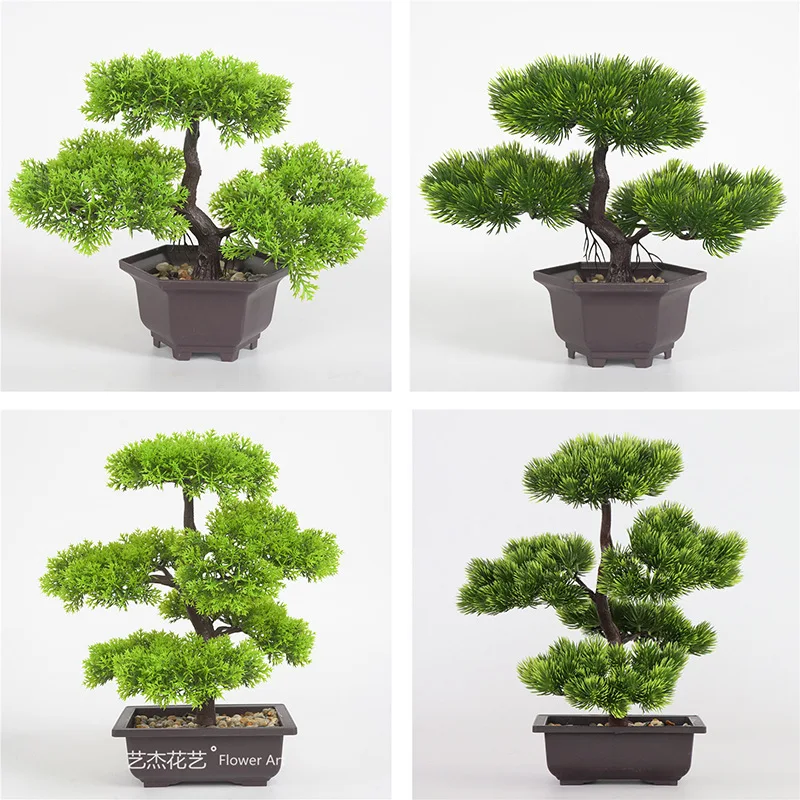 Artificial Plastic Plants Bonsai Small Tree Pot Fake Plant Potted ...