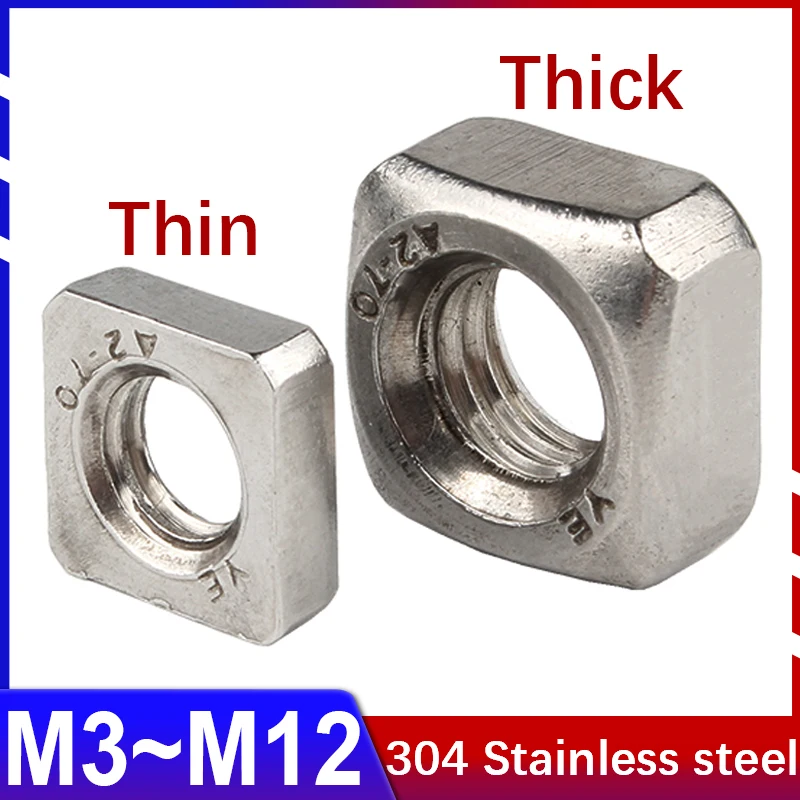 M3-M4-M5-M6-M8-M10-M12-304-Stainless-Steel-Square-Nut-Quadrangle-Nut ...