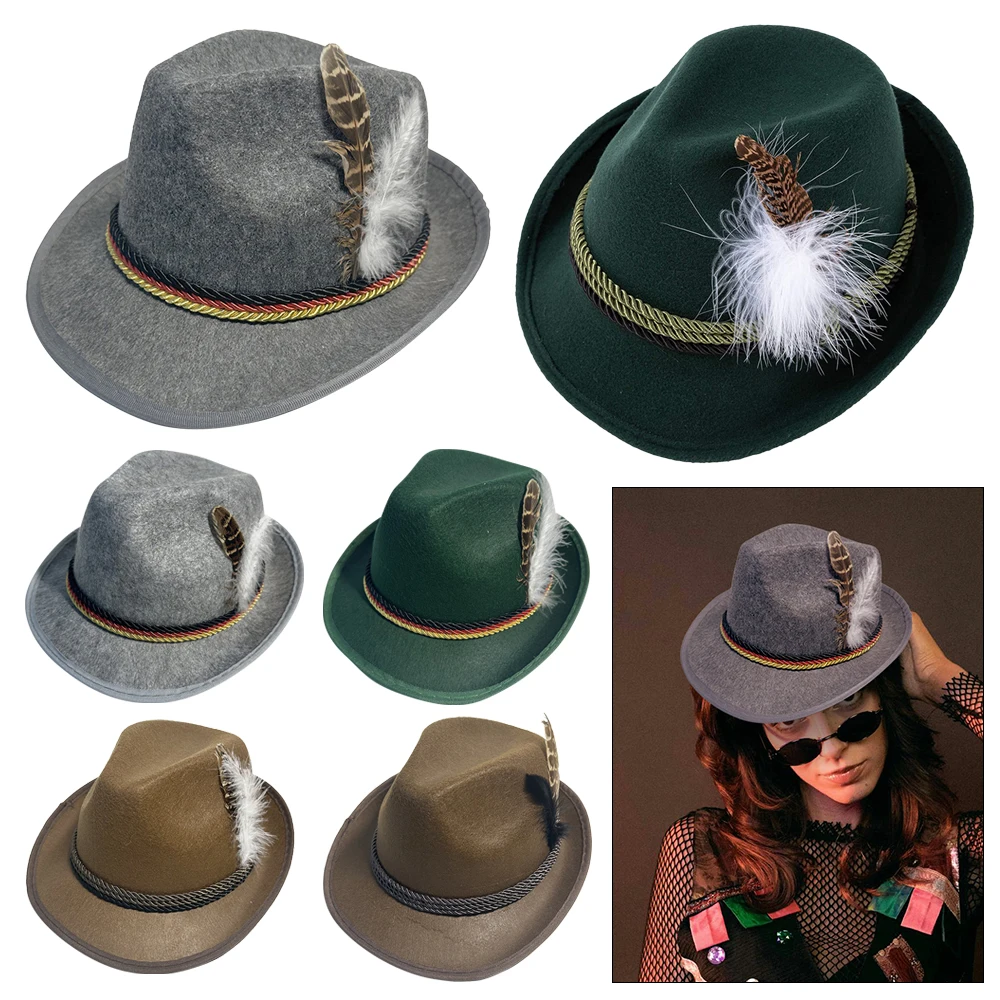 Feather-Decors-Hat-German-Beer-Festival-Hat-Western-Bavarian-Alpine ...