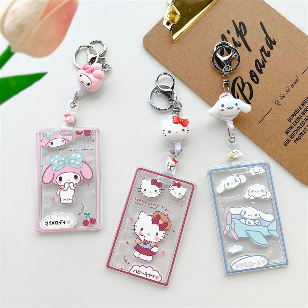 Sanrio Card Set Transparent Cute Cartoon Student Retractable Document ...
