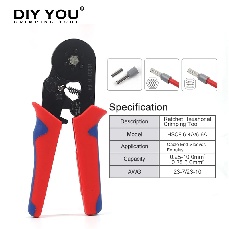 Ferrule Crimping Tools AWG23 7 AWG23 10 Self adjustable Ratchet Wire ...