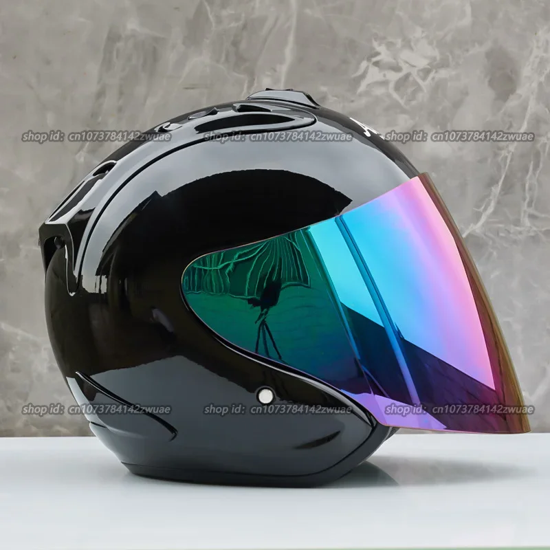 Ram4-Bright-Black-Half-Helmet-Men-and-Women-Motorcycle-Off-Road-Summer ...