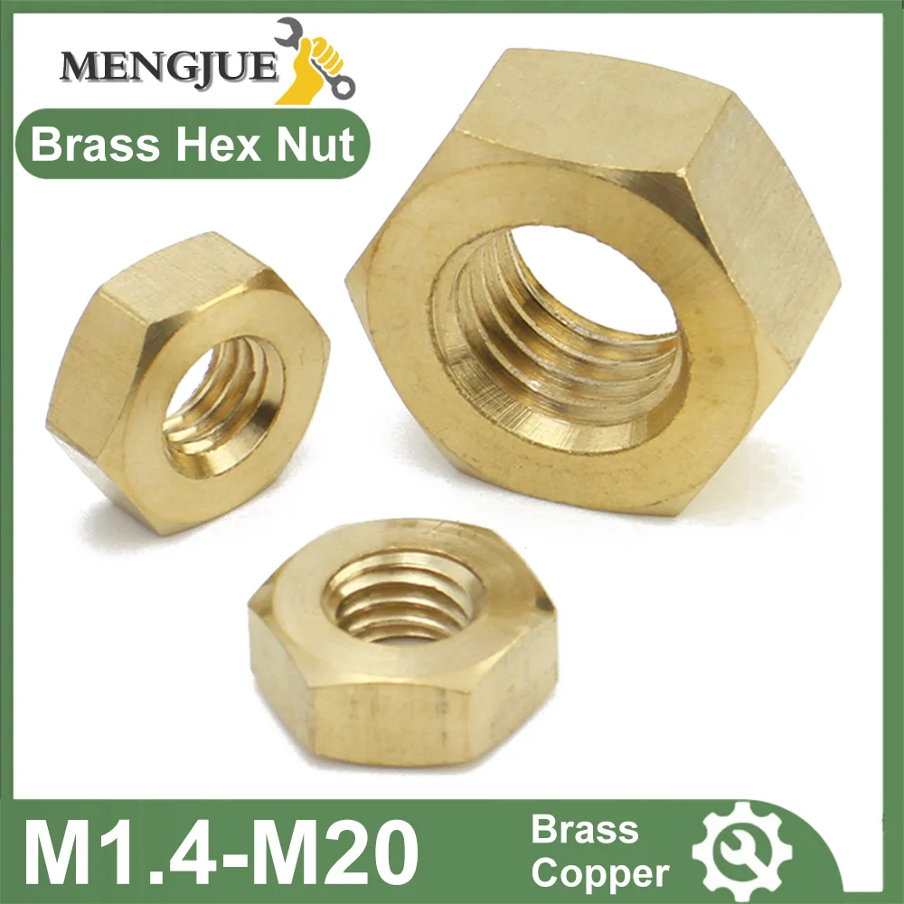 1-100pcs Solid Brass Copper Hex Hexagon Nut for M1.4 M1.6 M2 M2.5 M3 M4 ...