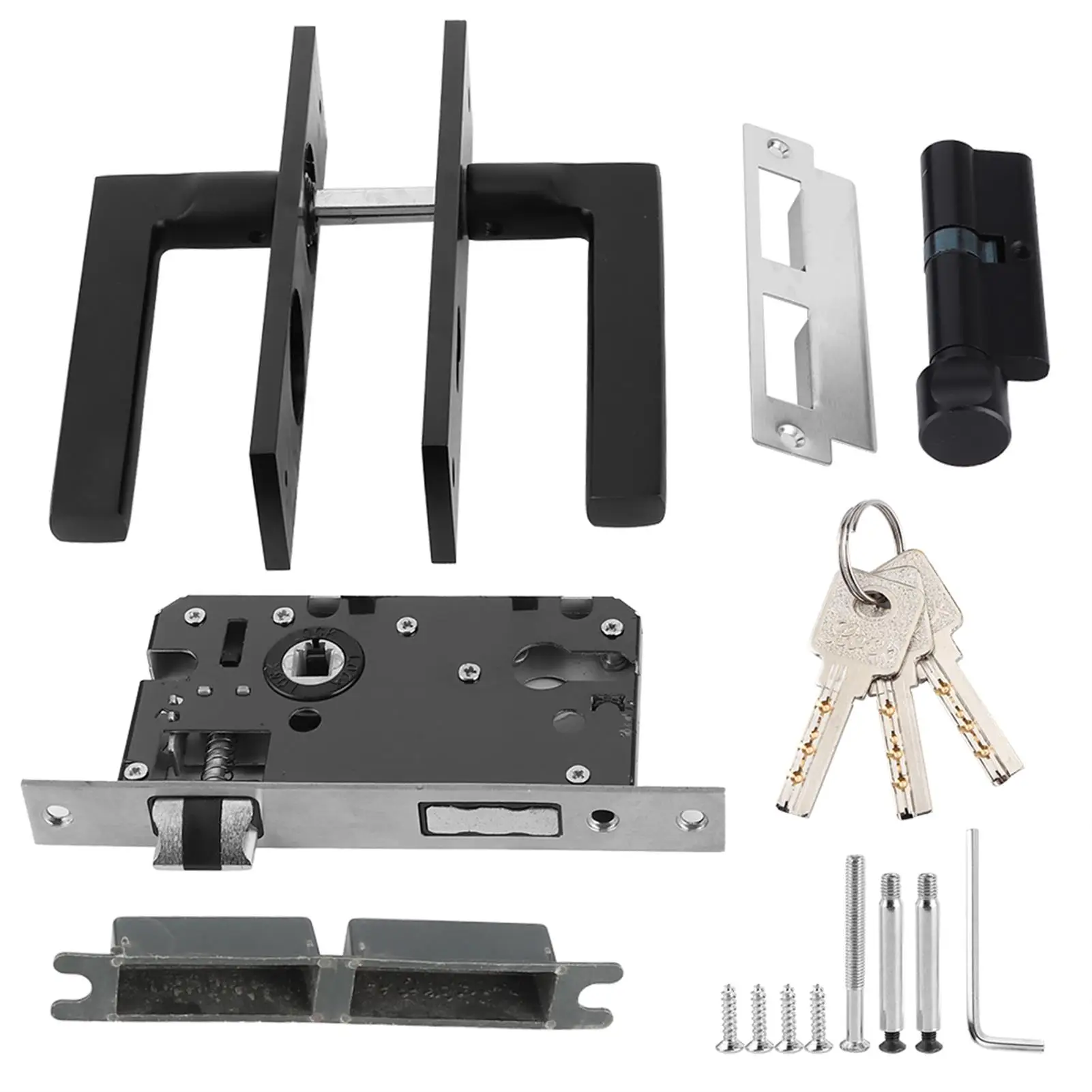 Aluminum-Door-Lock-Handle-Indoor-Anti-Collision-Home-Security-with-Keys ...
