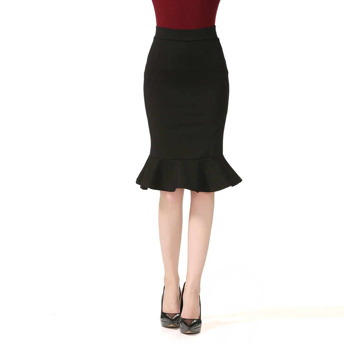 Female-New-Lotus-Leaf-Pack-Hip-Fish-Skirt-High-Waist-Sexy-Stretch-One ...