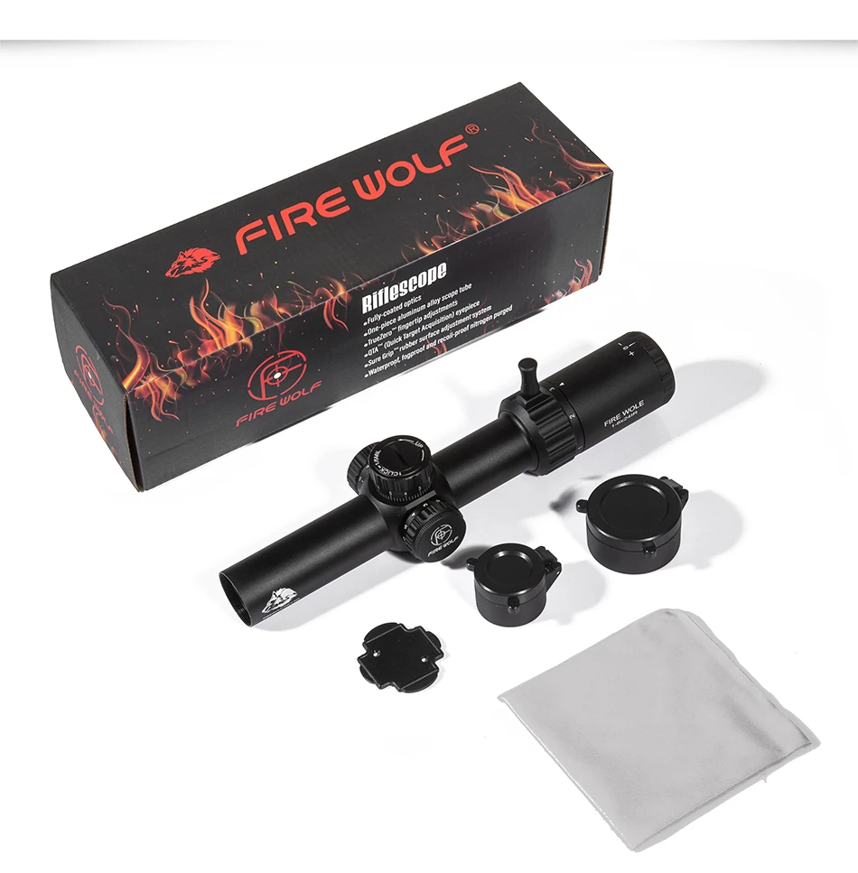 FIRE WOLF 1.2-6X24 IR Tactical Riflescope Airsoft Scope for Hunting ...