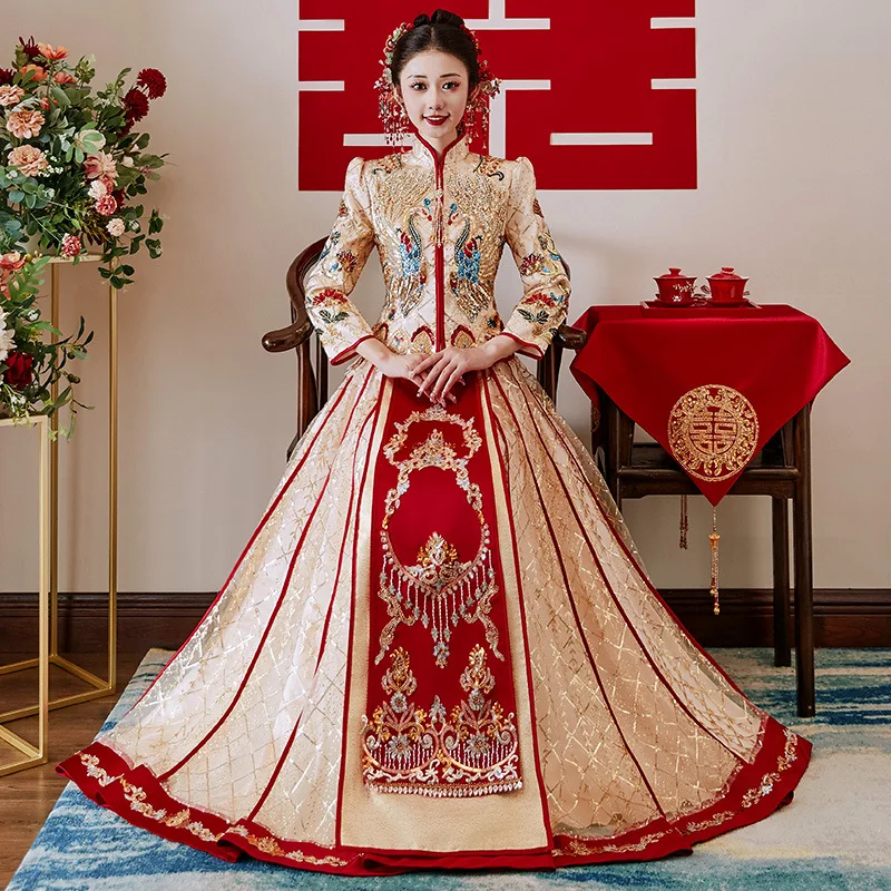 2022-New-High-End-Luxury-XiuHe-Wedding-Suit-Chinese-Style-Dragon ...
