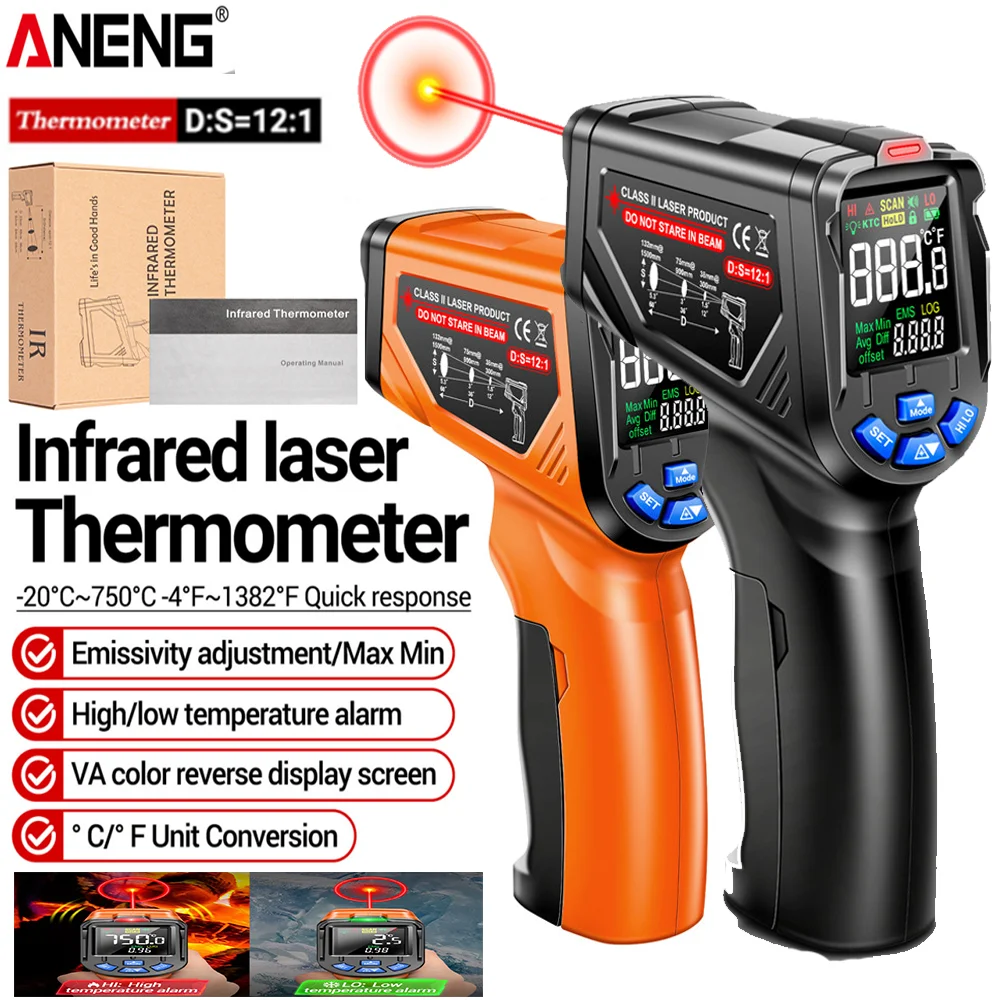 ANENG TH06 Digital Infrared Temperature Sensor Gun 0.1-1.00 Adjustable ...