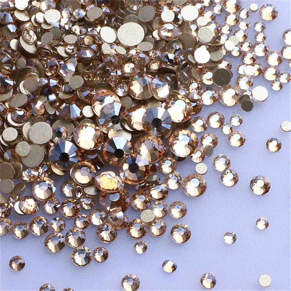 1440Pcs-Mix-Size-SS3-SS20-Champagne-Glass-Flat-Back-Rhinestone-Golden ...