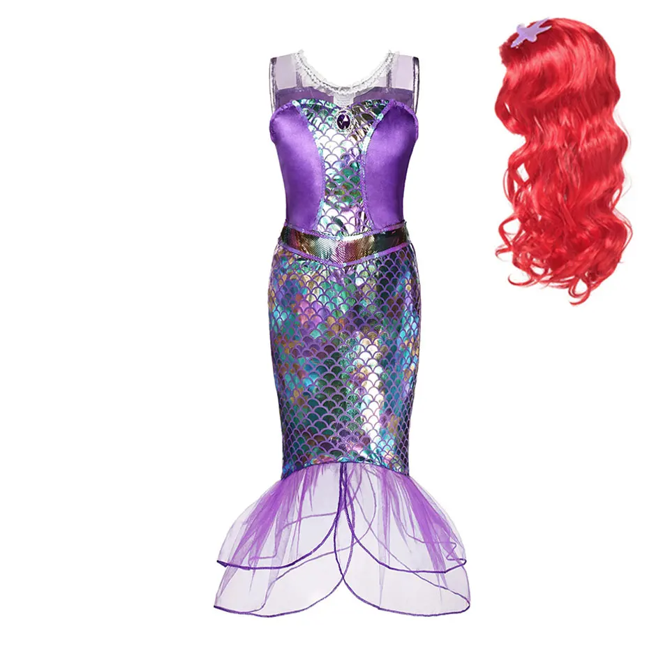 Disney-vestido de la Sirenita Ariel para niña, conjunto de disfraz de ...