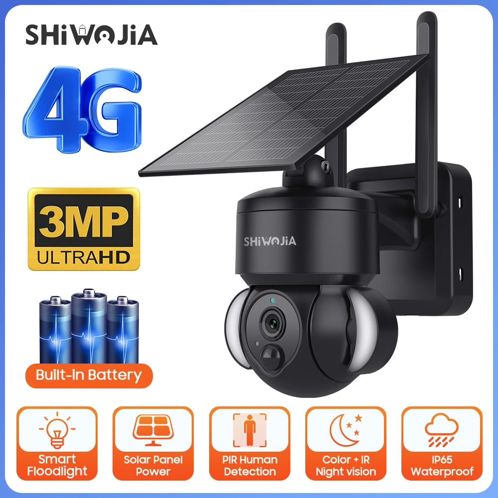 Shinojia – caméra de surveillance extérieure 3mp/3mp/4G/Wifi, à énergie ...