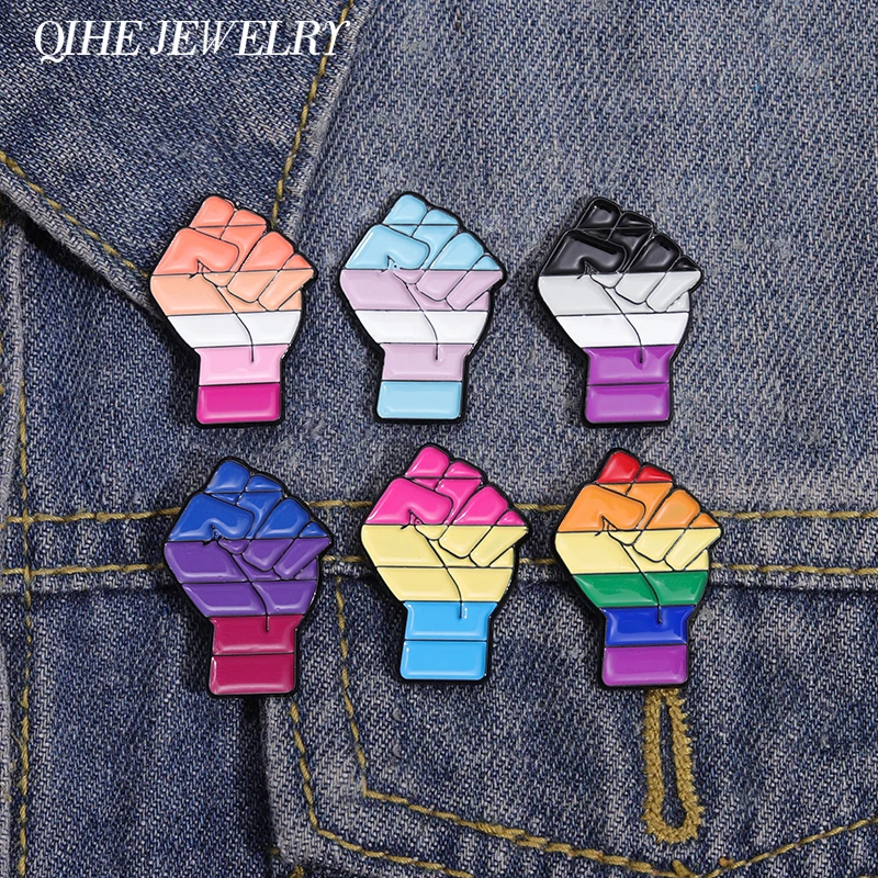 Rainbow-Fist-Enamel-Pins-LGBT-Brooch-Badge-Lapel-Colorful-Pride-Jewelry ...