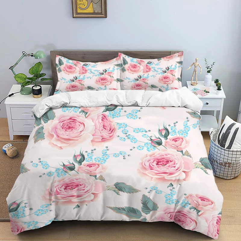 Rose-Flower-Art-Print-Three-Piece-Bedding-Set-Fashion-Article-Children ...