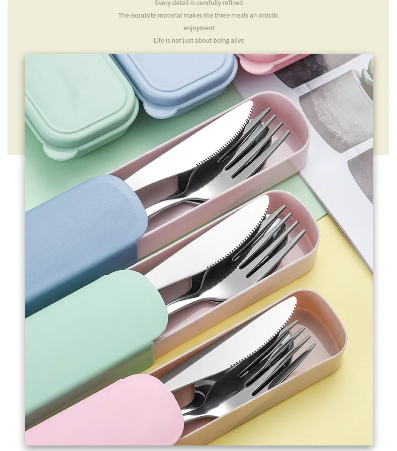 Couverts portables en acier inoxydable imbibés de boîte de rangement ...