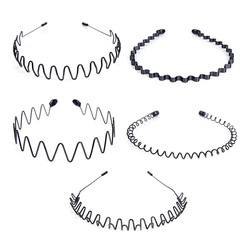 Fashion Metal Hair Band for Men Women Unisex Black Wavy Hair Head Hoop ...