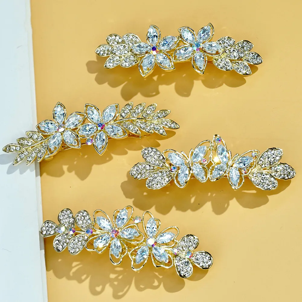 New-elegance-Women-Fashion-Hair-Clip-Creative-Leaf-Crystal-Alloy ...