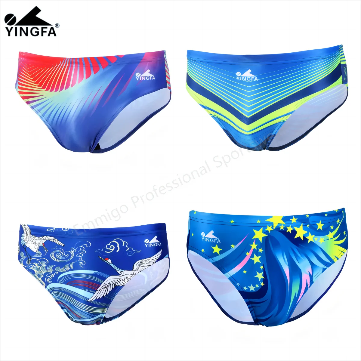 YINGFA-Men-s-Swim-Briefs-Printed-Swimming-Trunks-Triangle-Blue-Professional-Swim-Short-for ...