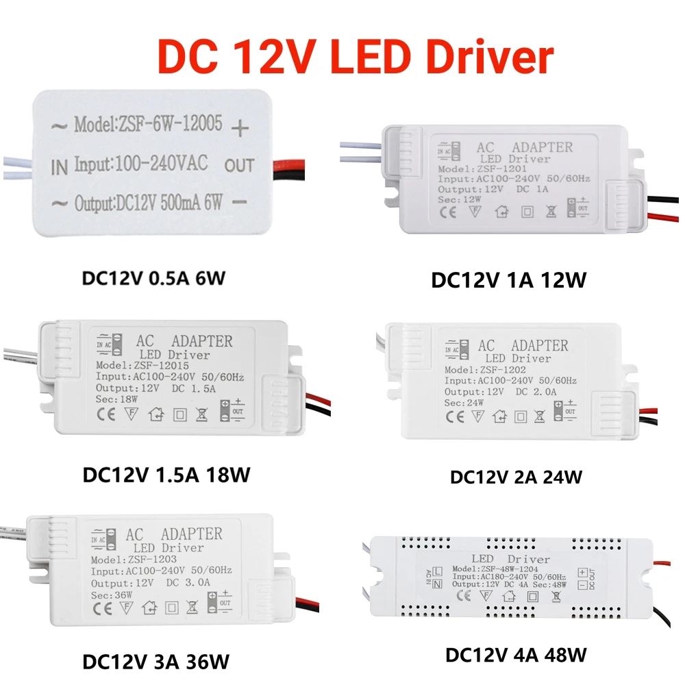 6/12/18/24/36/48/60W LED Driver Constant Voltage Driving Power Supply ...