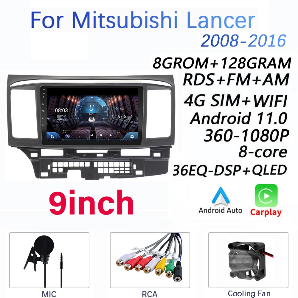 9inch-For-Mitsubishi-Lancer-2008-2016-WiFi-carplay-2-Din-Android-11-Car ...