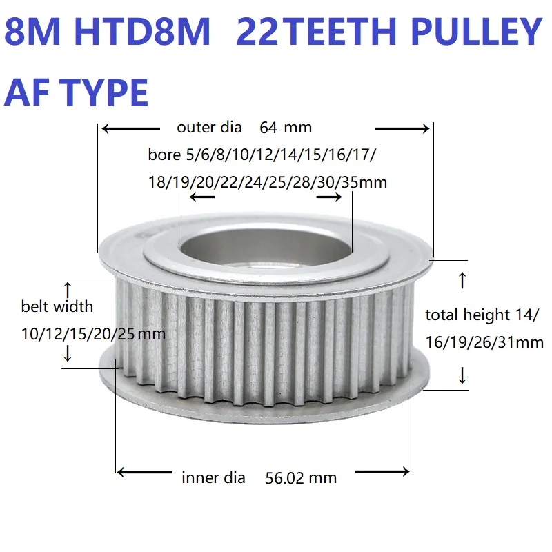 HTD8M-Belt-Pulley-8M-22Teeth-Belt-Wheel-Timing-Pulley-Aluminum-Alloy ...