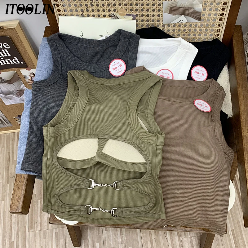 ITOOLIN-New-Women-Motion-Tank-Tops-With-Bra-Pad-Sexy-Backless-Knitting ...