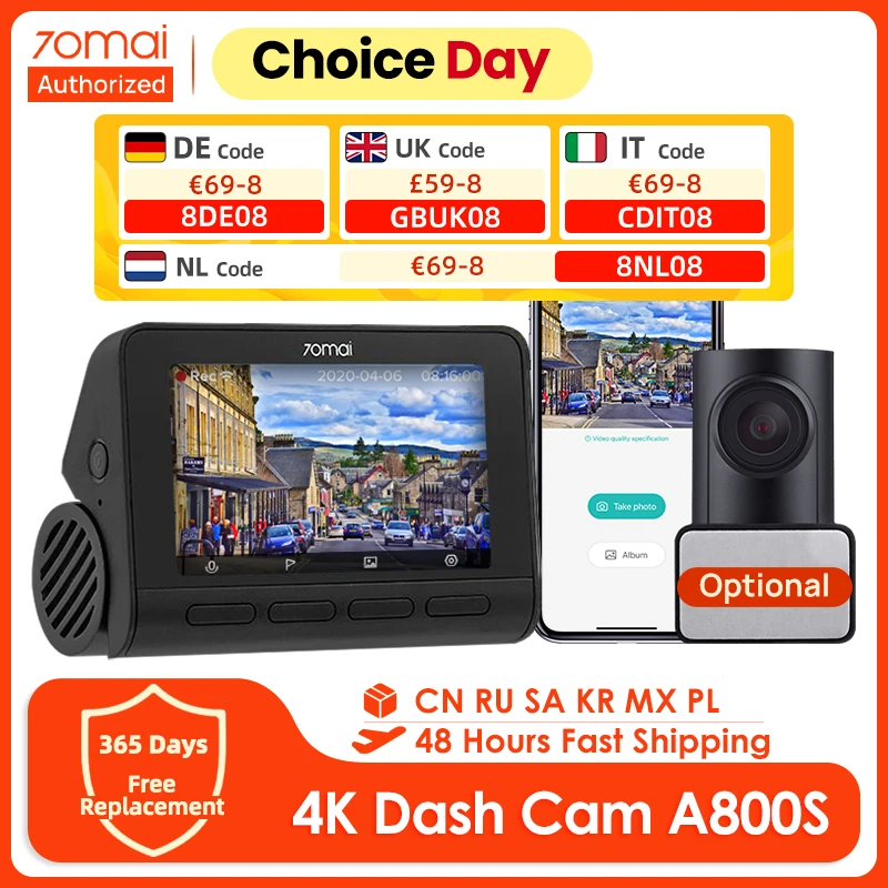 70mai-4K-Dash-Cam-A800S-2023-New-3840X2160-Resolution-140-FOV-4K-Car ...