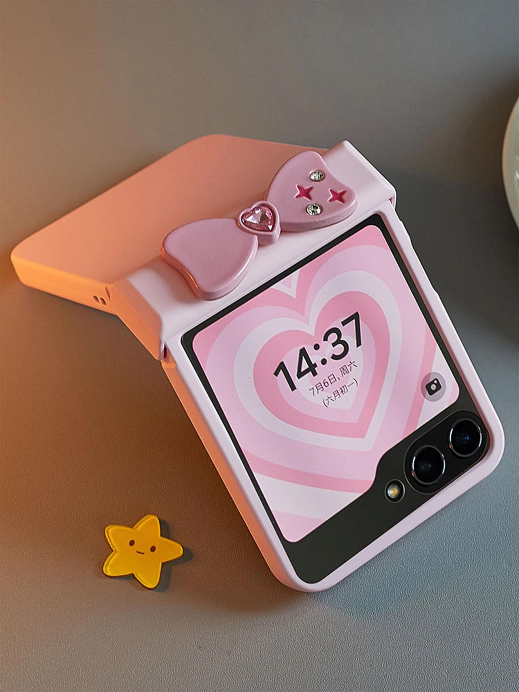 Fashion-New-Korean-ins-Pink-Star-Diamond-Bow-Solid-Color-Phone-Case-for ...