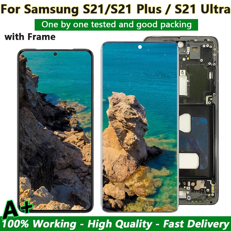 AMOLED-S21-Ultra-G998F-LCD-For-Samsung-Galaxy-S21-Plus-LCD-With-Frame ...