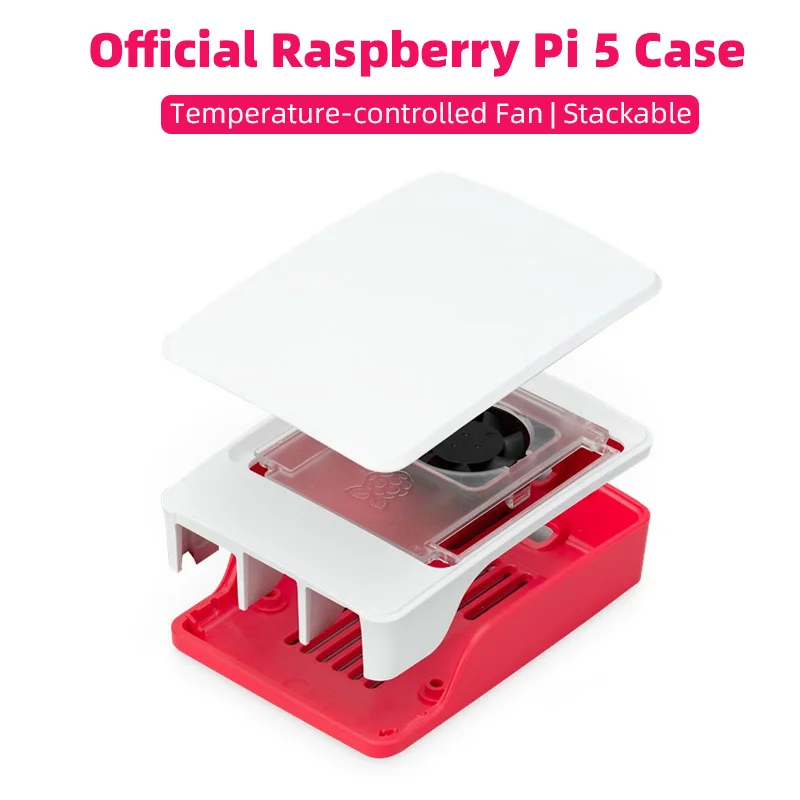 Official-Raspberry-Pi-5-Case-Red-White-ABS-Shell-with-Temperature ...