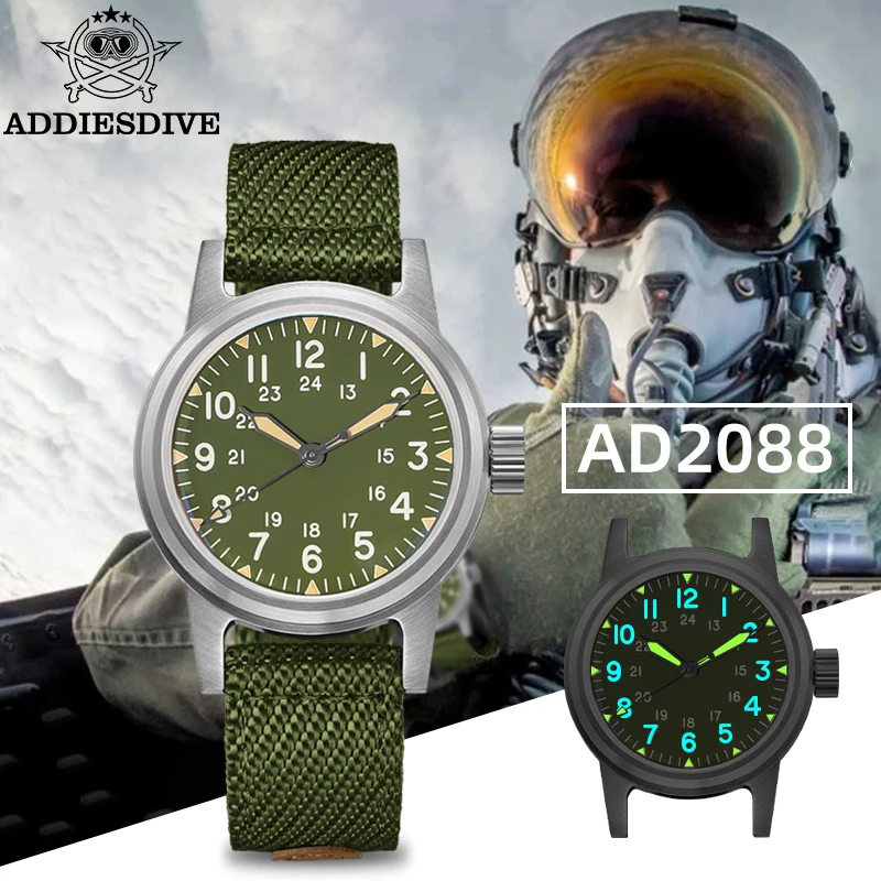 ADDIESDIVE New Men's Watch 36mm Vintage Military Sports Waterproof ...