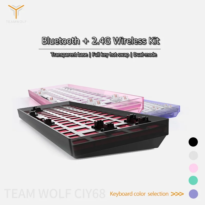 핫 스왑 가능 기계식 키보드 키트, 68 키 CIY68 투명 베이스 블루투스 무선, 2.4G 무선 듀얼 모드, AAA 배터리, 신제품| | - AliExpress