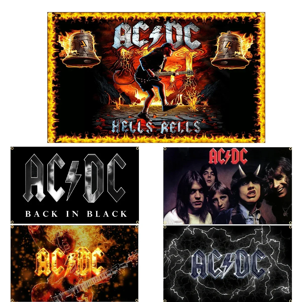 90X150CM 3X5Ft AC/DC Band Flag Polyester Printing Music Memorabilia ...