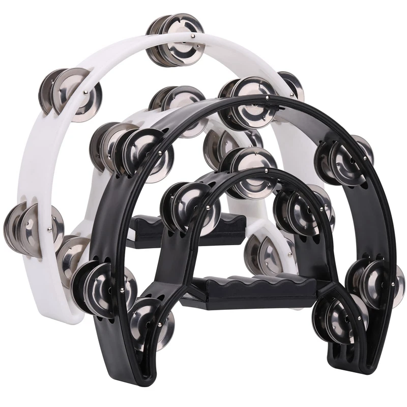 2Pack-10-Inch-Double-Row-Tambourine-For-Adult-Half-Moon-Musical ...