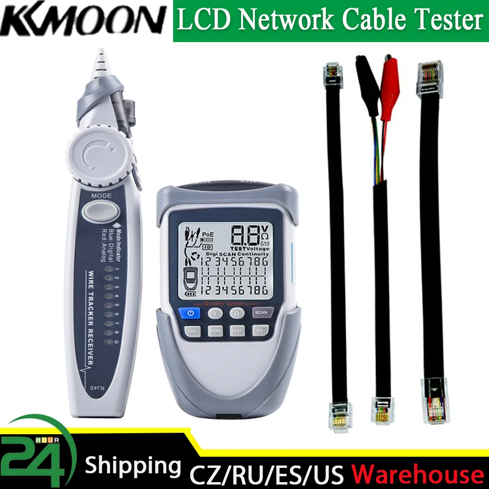 네트워크 케이블 테스터 Lcd 대형 스크린 디스플레이 디지털 와이어 트래커 연속성 배터리 전압 극성 검사 Poe 테스트서킷 차단 파인더 Aliexpress