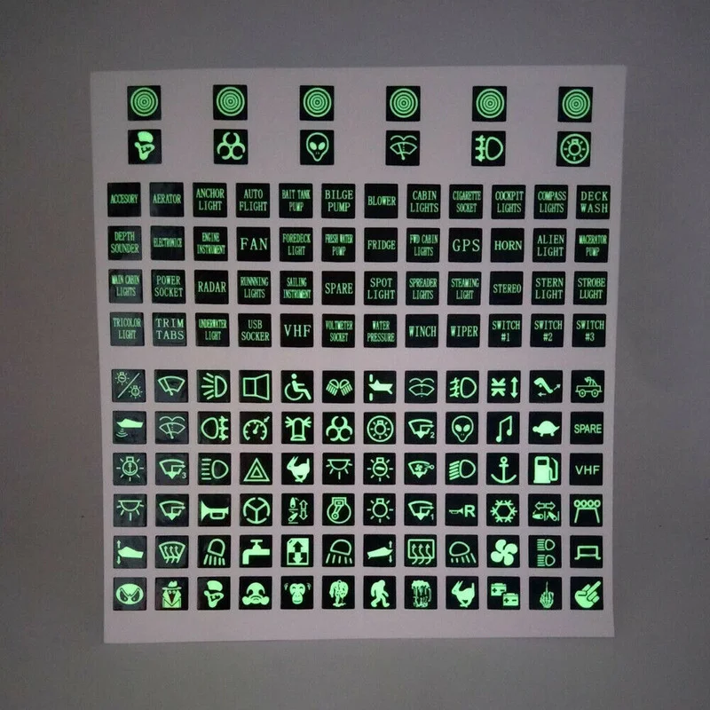 120 Sticker Rocker Switch Label Decal Circuit Panel Glow Luminous ...