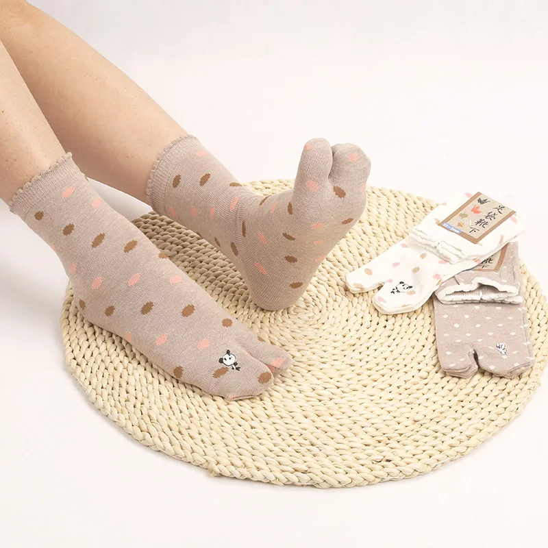 4 Pairs Women Two Toe Socks Cotton Two Finger Socks Thin Cotton Korean ...