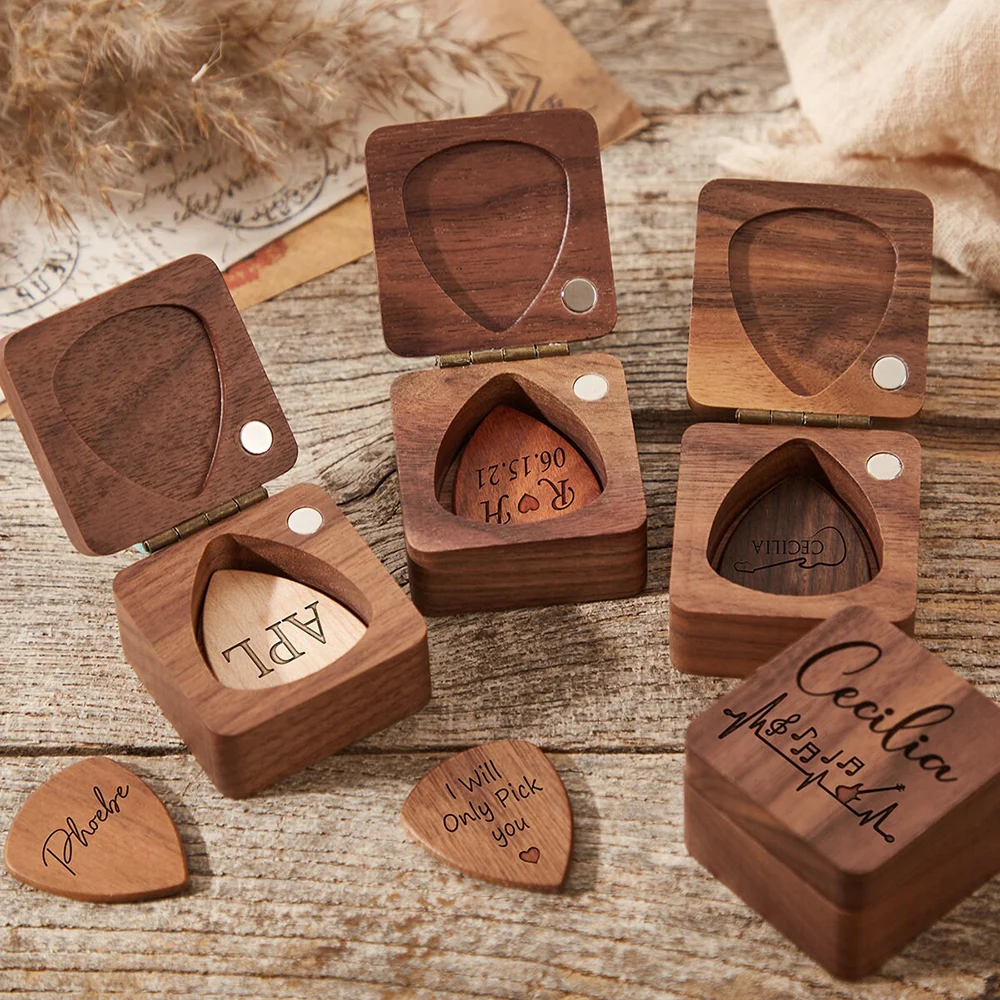 Personalized-Guitar-Pick-Box-Single-Chip-Custom-Guitar-Pick-Box-Wood ...