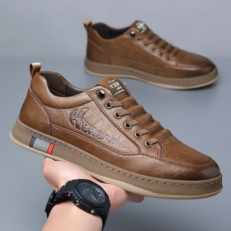 Trendy Men's Casual Shoes Simple Men's Retro Genuine Leather Shoes ...