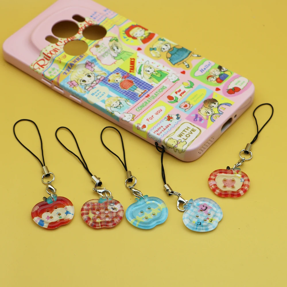 Unique INS Button Apple Keychain Pendants Transparent Printed Phone ...