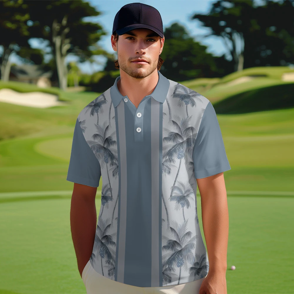 2024-New-original-design-Summer-lapel-Golf-Coconut-tree-ink-print-polo ...