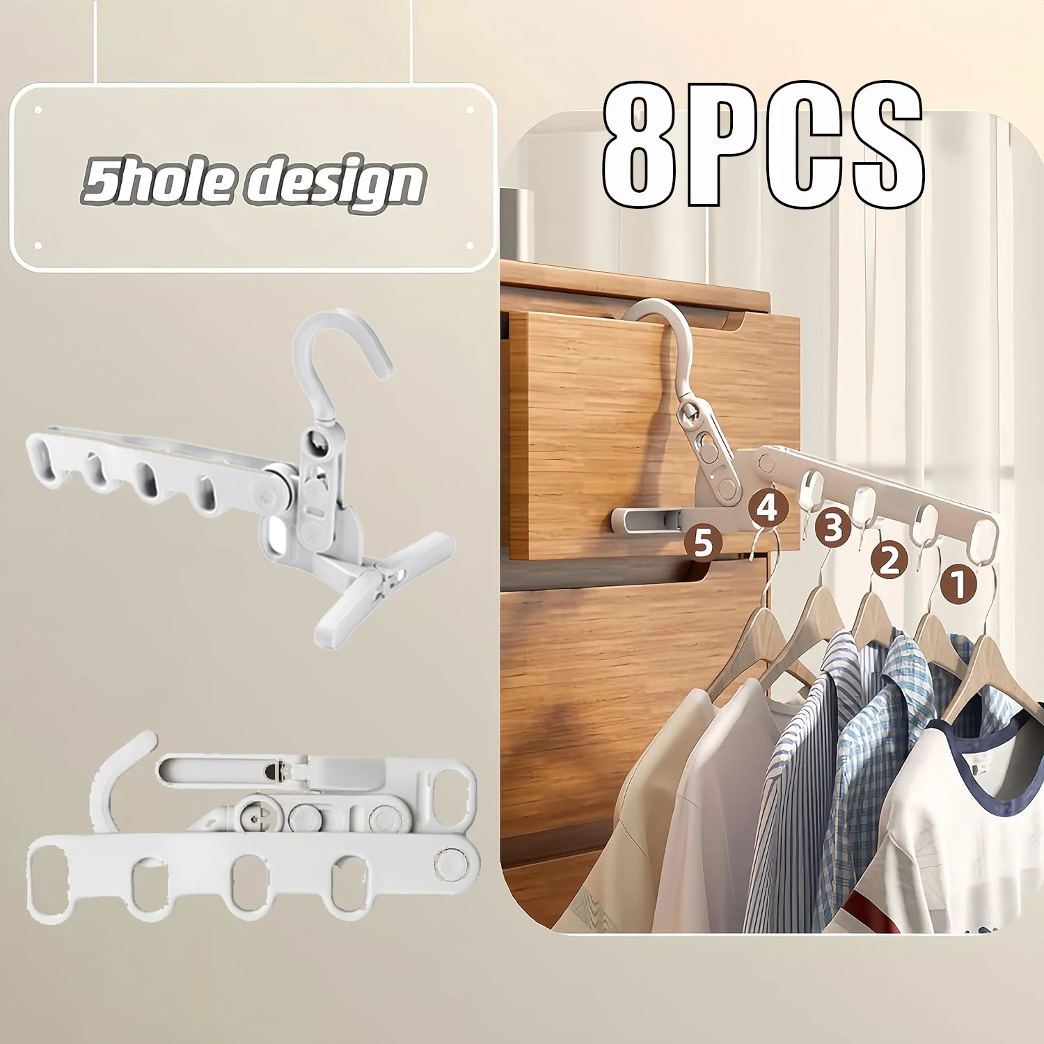 8PCS-Foldable-Clothes-Drying-Rack-Indoor-Clothes-Drying-Rack-Hook ...