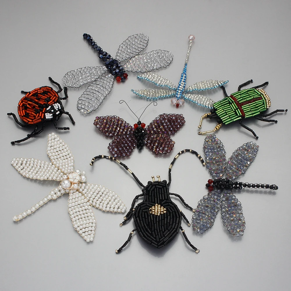 Hand-Woven-Crystal-insects-Dragonfly-Patch-DIY-Jewelry-Material ...